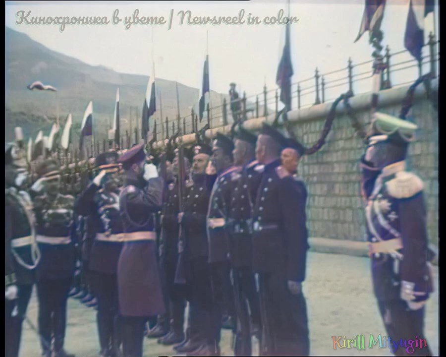 Николай II в Ялте (1909-1912) Кинохроника в цвете.