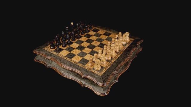 Шахматы из мореной карельской березы Онего