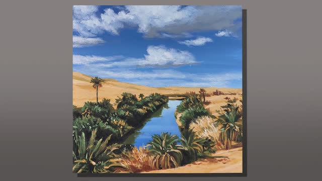(9 Correa Art) Desert Oasis Painting _ Acrylic Painting _ Correa Art