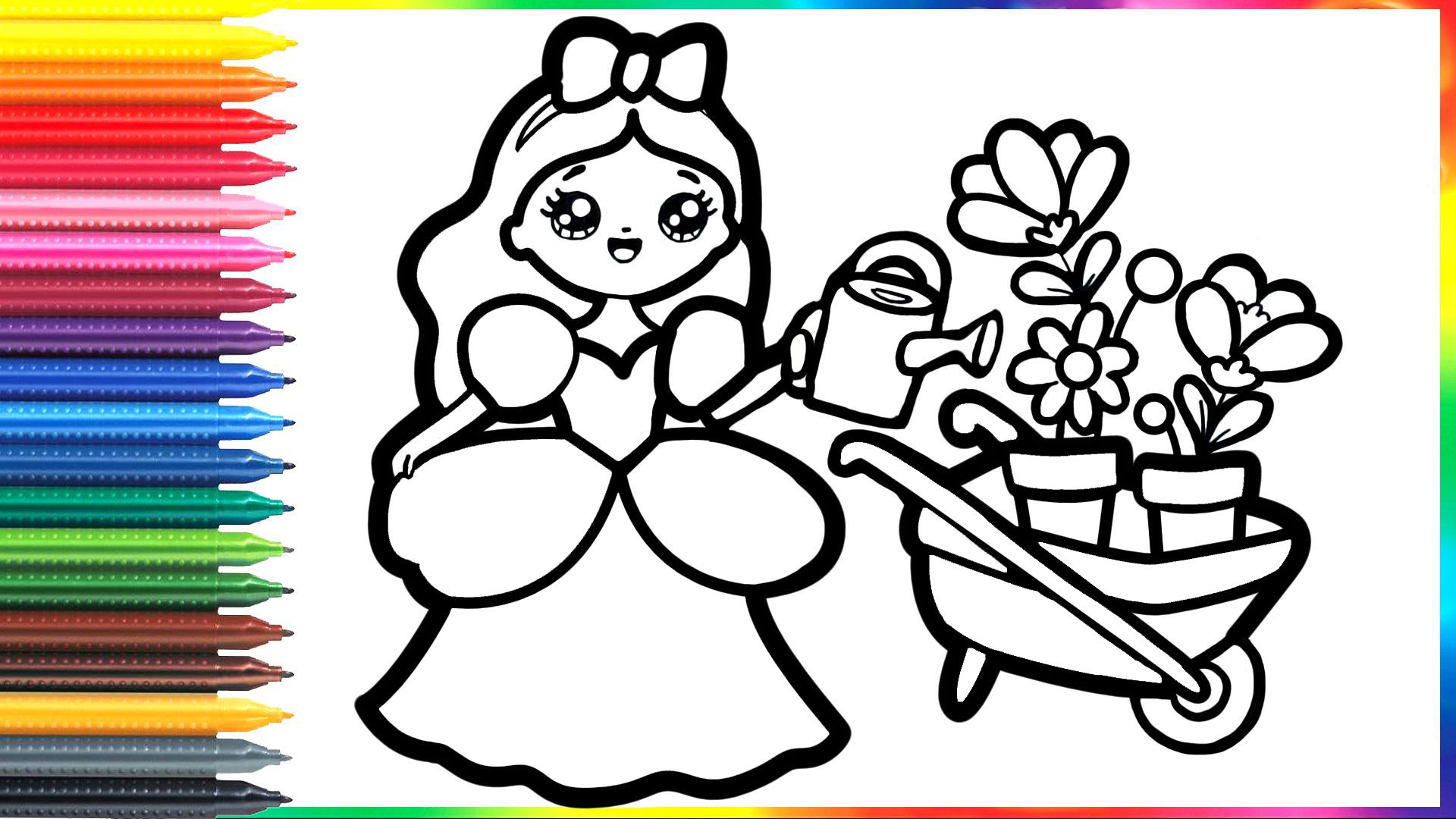 Как нарисовать принцессу с лейкой для детей