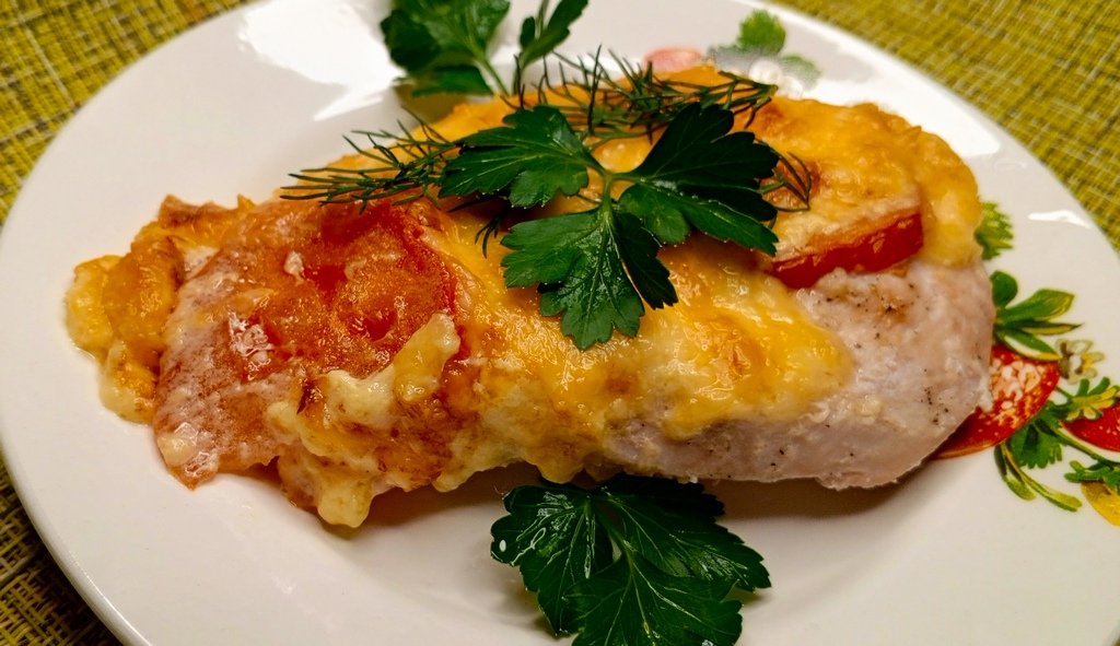 Мясо по французски с куриной грудкой