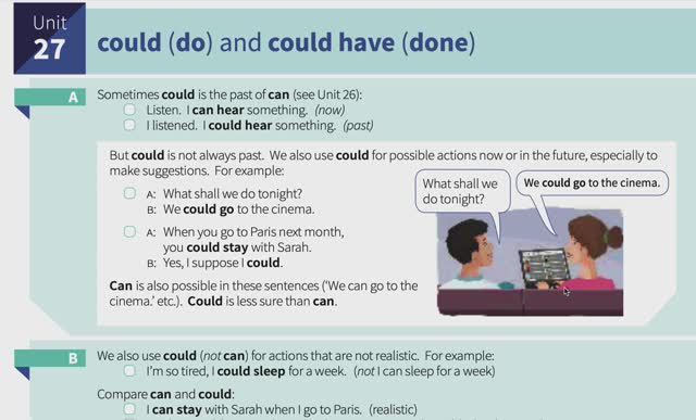 27. Modals: could do, could have done