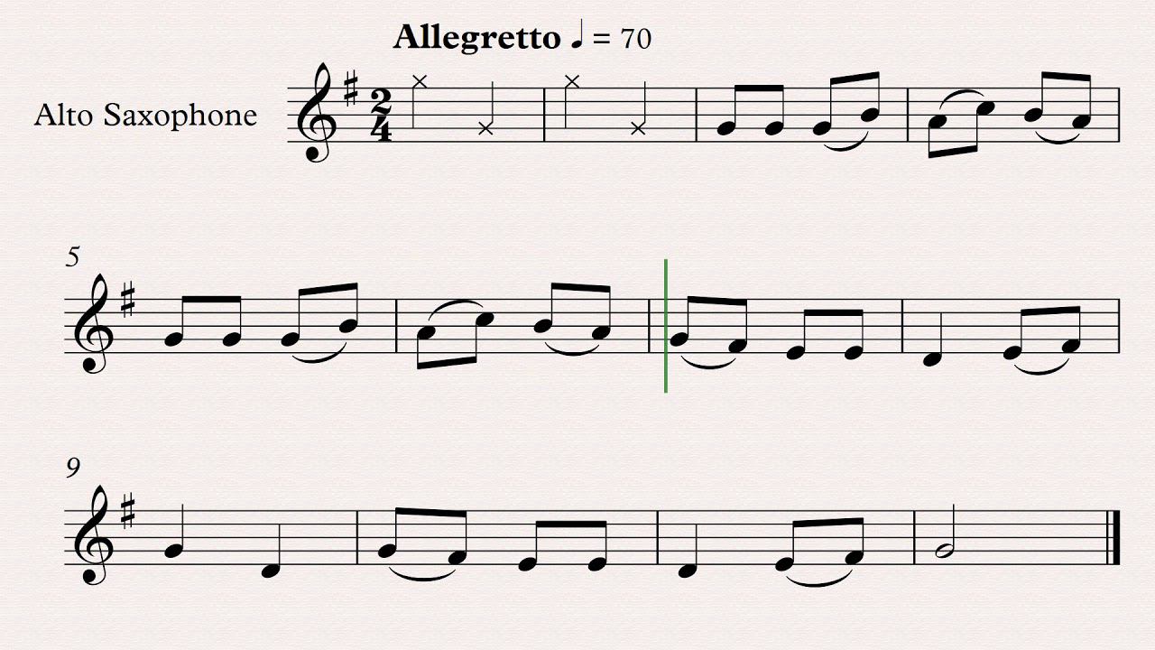 "Ай, на горе дуб, дуб" русская народная песня - видеоминусовка для саксофона-альта. Темп 70