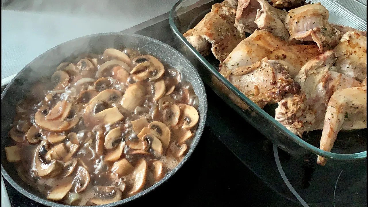 Кролик в Духовке с Грибами в Сливочном Соусе / Рецепт Кролика