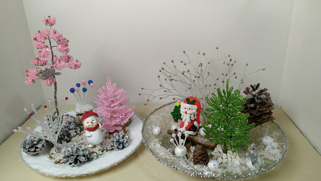 Работы из бисера. Сувенир. Зимний лес в тарелке. Мастер класс. Пошаговый МК для начинающих.