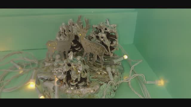 Снежная новогодняя композиция с ОЛЕНЯМИ. DIY.