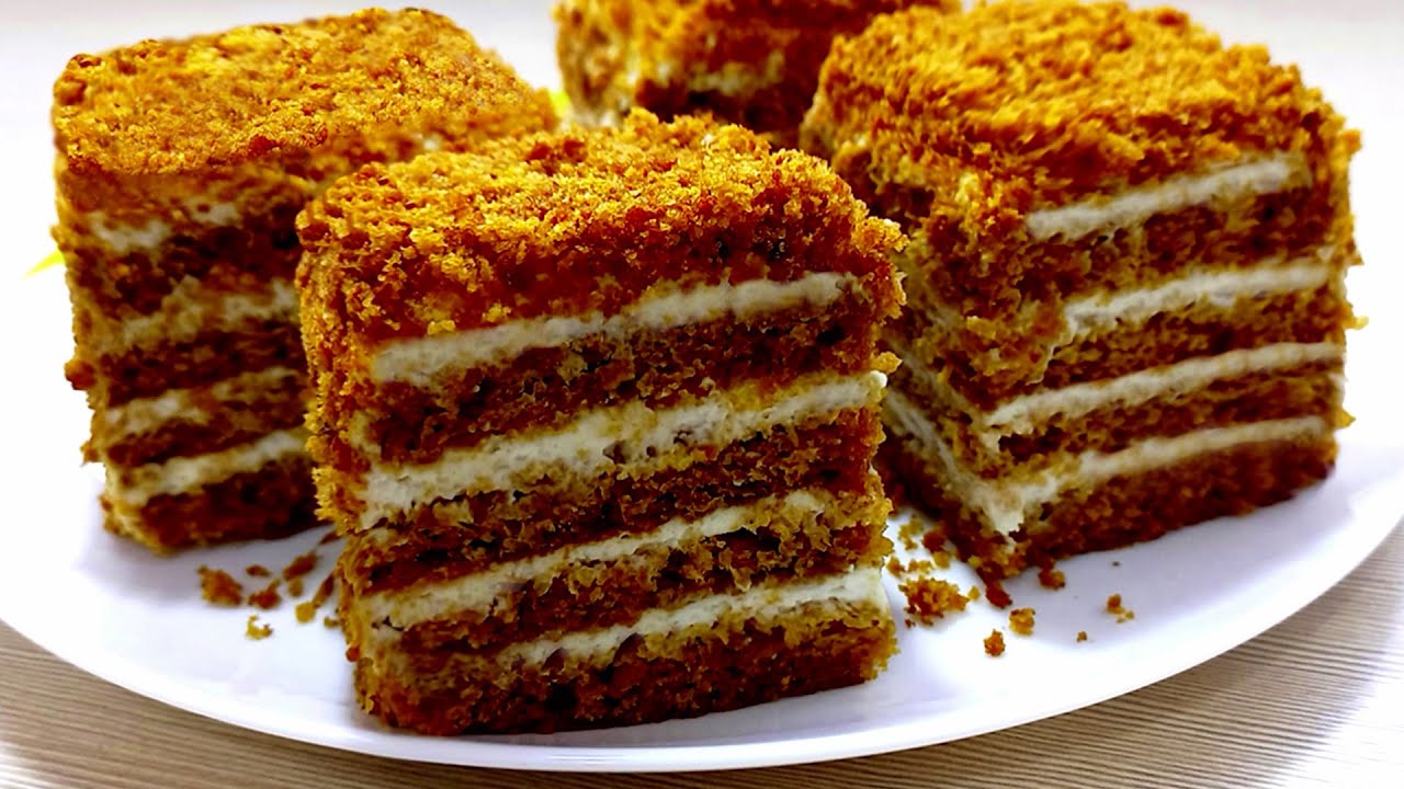 Медовик со сметанным кремом за 15 минут! Самый Простой Рецепт!?Медовый торт.