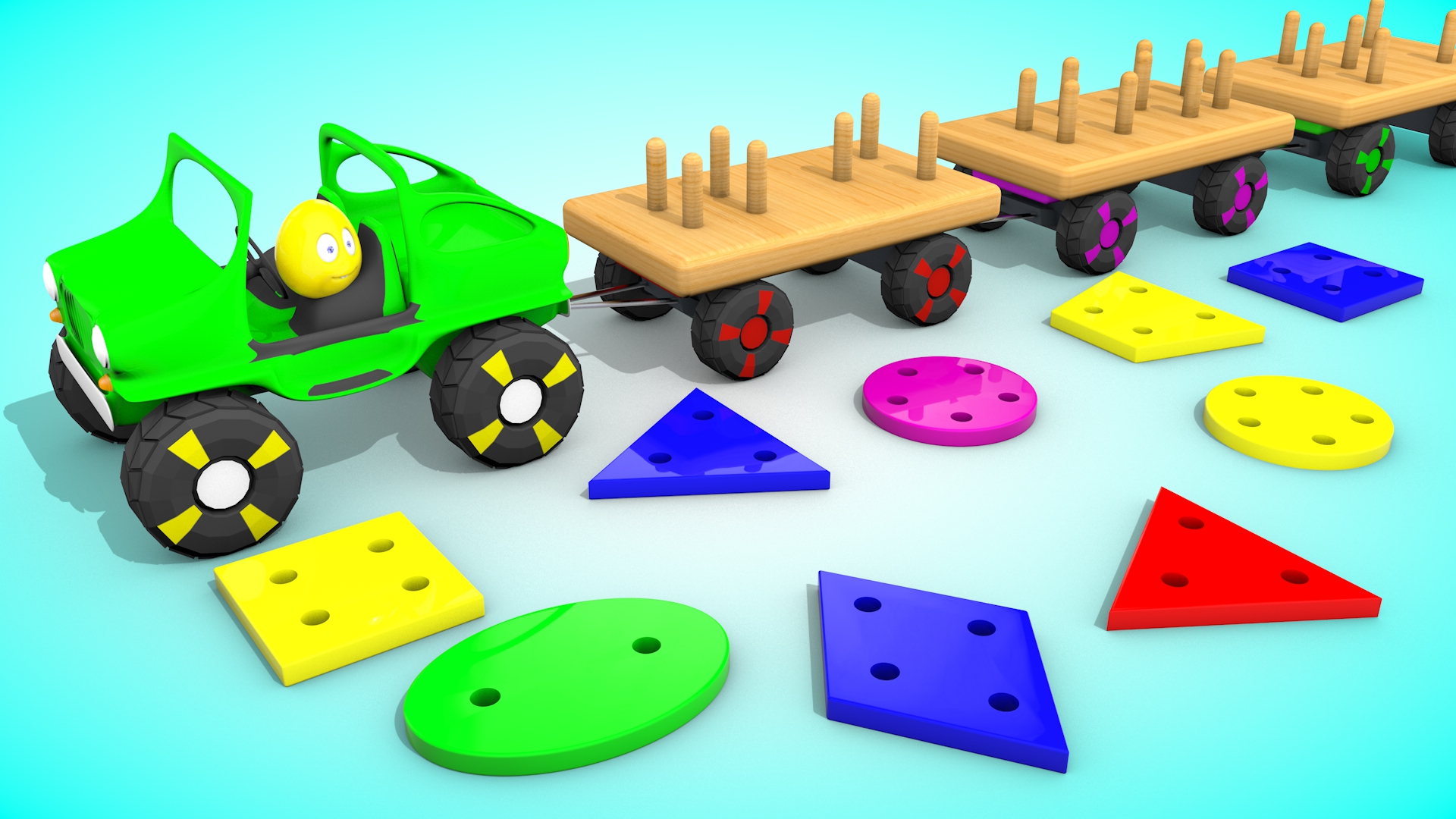 Учим фигуры и цвета Мультик с машинкой для детей