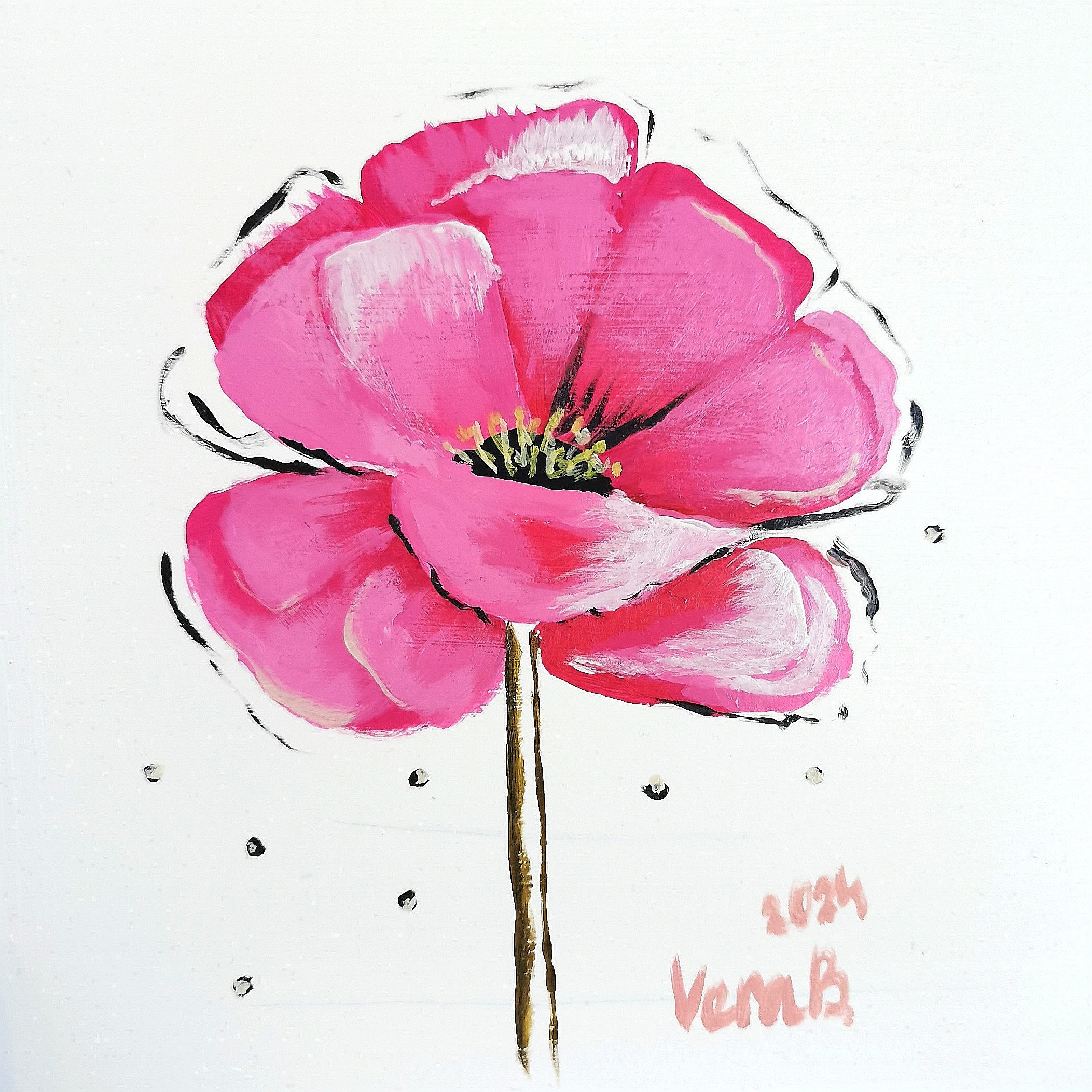 Рисунок цветка акрилом || Пошаговое объяснение