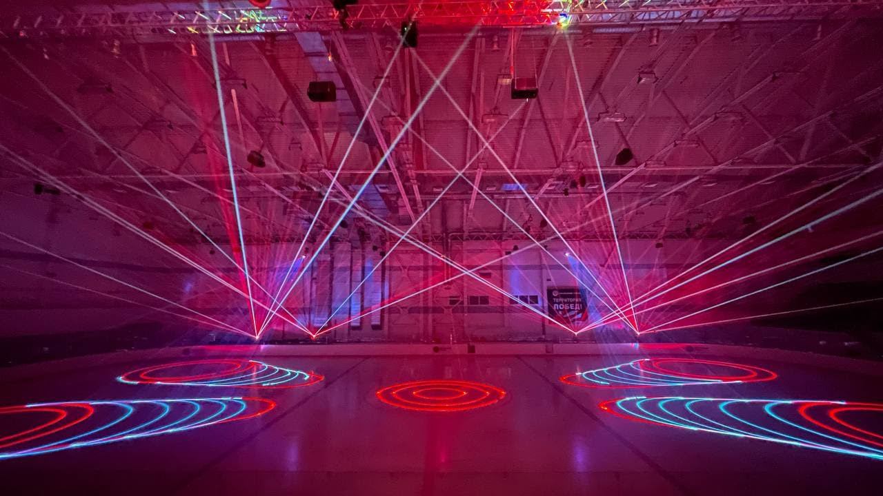 Лазерное шоу с лучевыми эффектами для хоккейного турнира "Сбер", в г. Воронеж