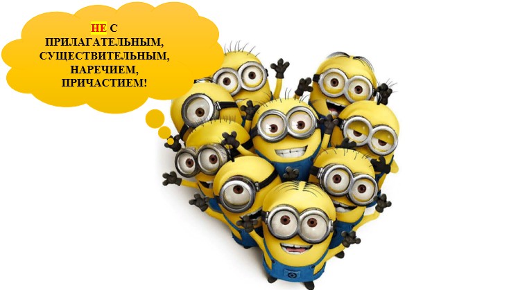 НЕ С СУЩЕСТВИТЕЛЬНЫМ, ПРИЛАГАТЕЛЬНЫМ, НАРЕЧИЕМ, ПРИЧАСТИЕМ