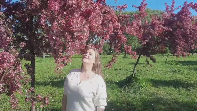 В яблоневом саду Фрунзенского района Петербурга.