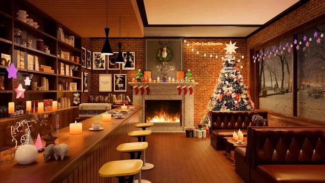 Уютная рождественская атмосфера кофейни  Инструментальная рождественская джазовая музыка для отдыха