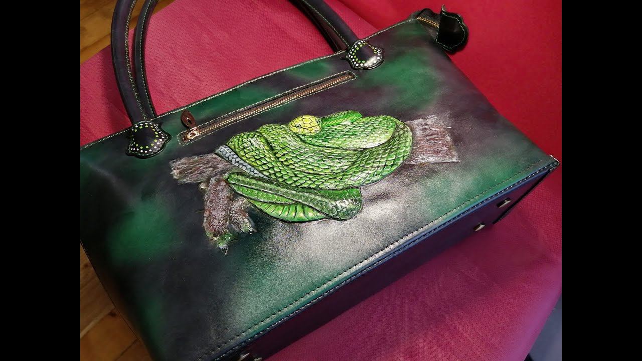 Женская сумочка тоут,с ручками по бокам.Изделия из кожи.СКСтиль. Видеообзор:Геккон, питон и ящерица.