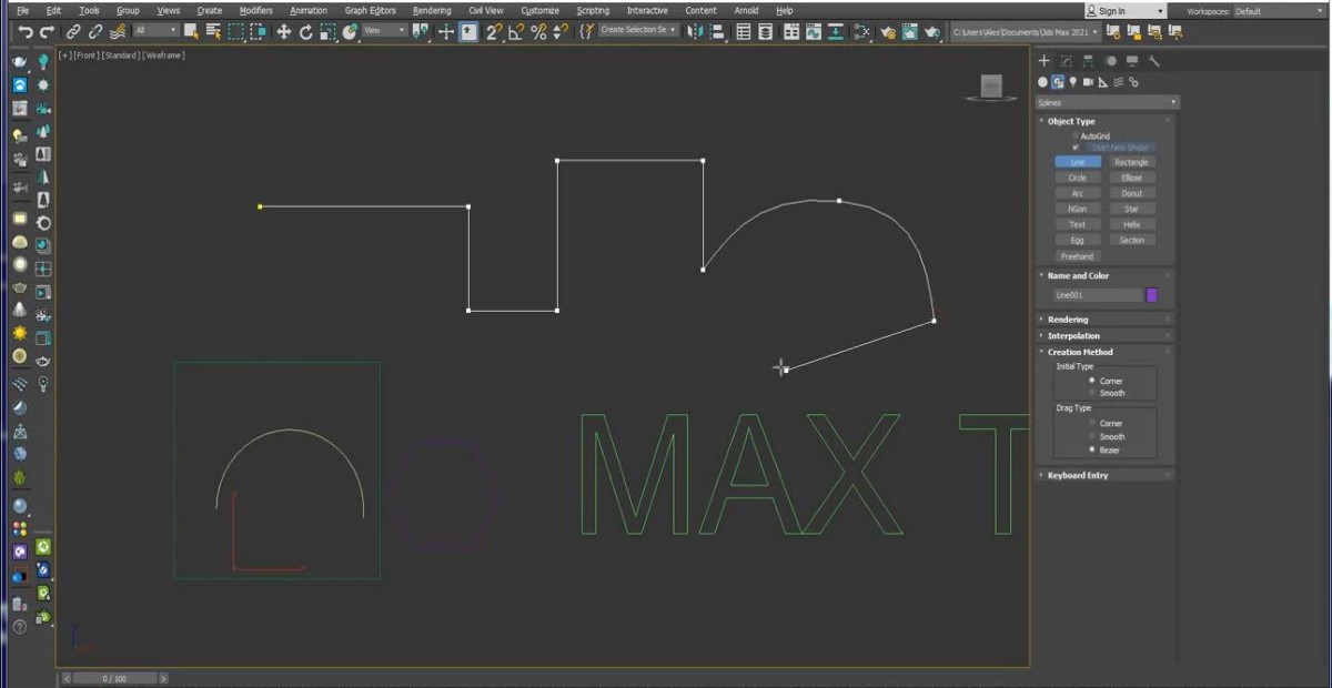 Работа со сплайнами в 3D max