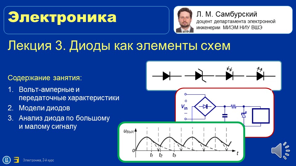 Электроника. Лекция 03. Диоды как элементы электронных схем
