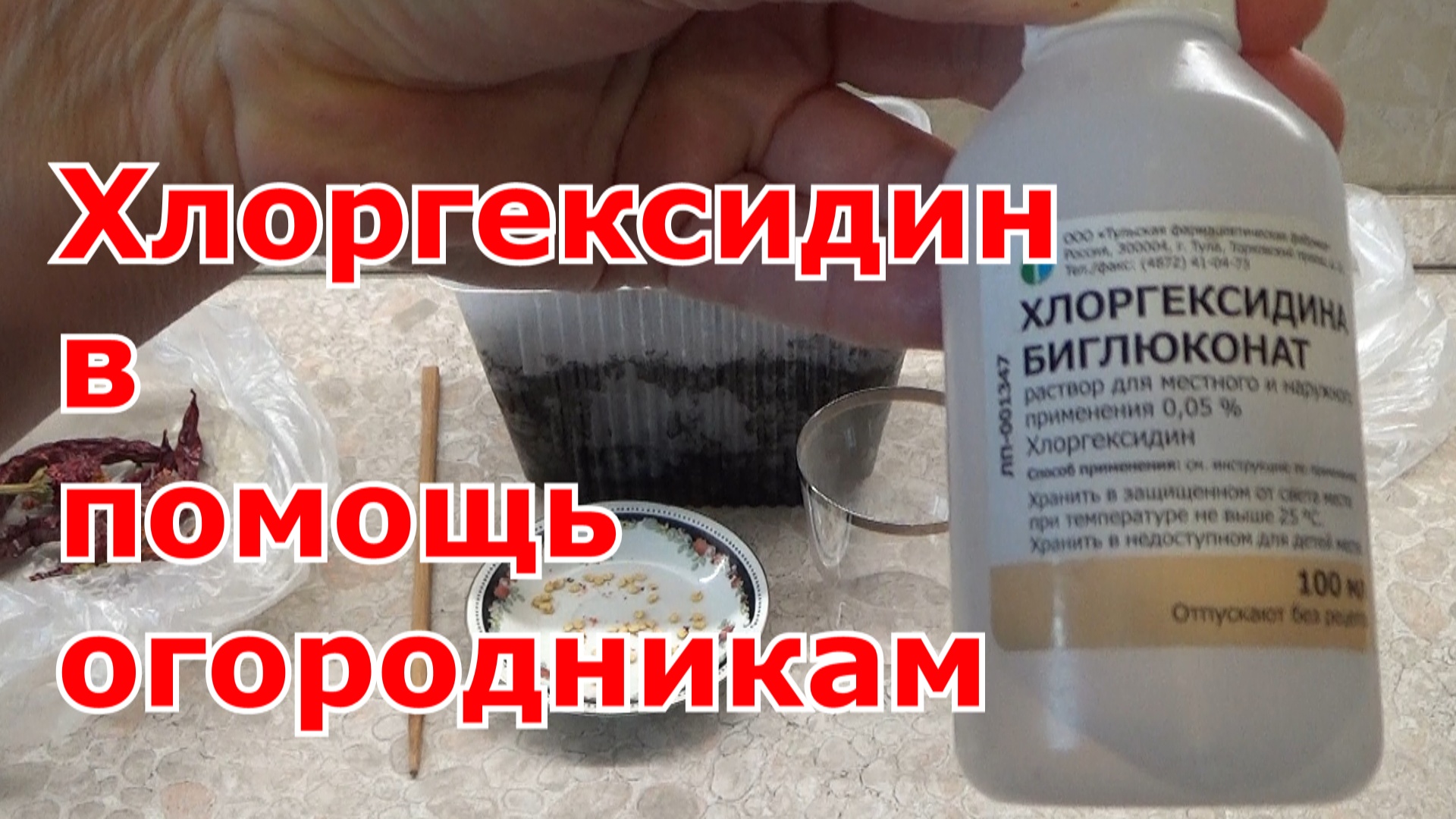 Хлоргексидин для быстрой и безопасной обработки семян, черенков и грунта. Посев горького перца.