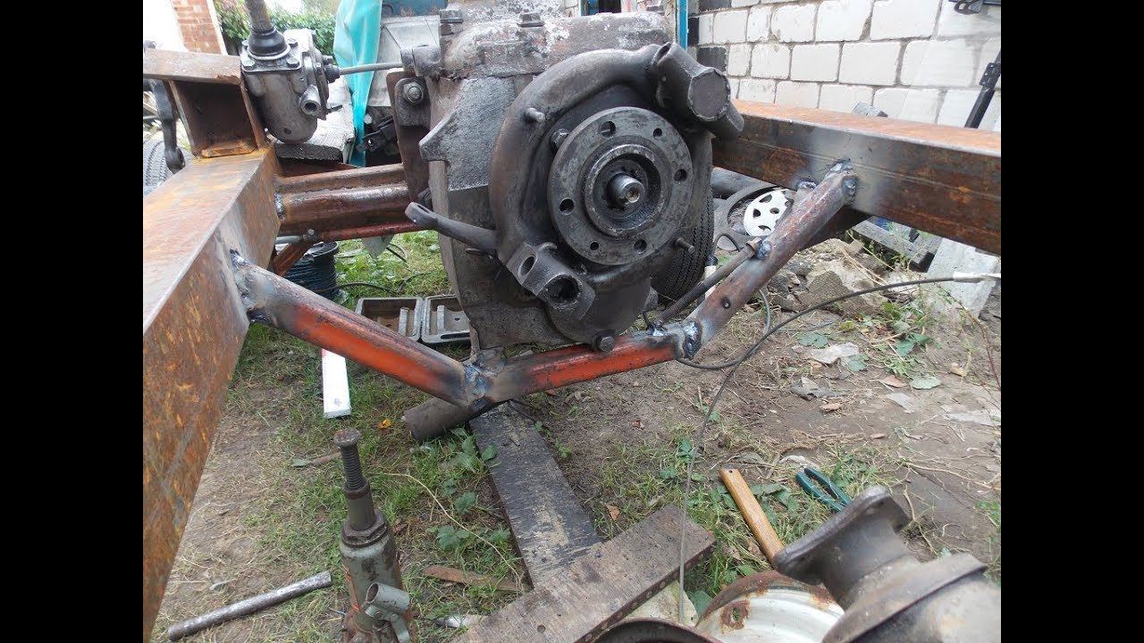 Самодельный трактор.Процесс сборки.Доп.крепление коробки.#29