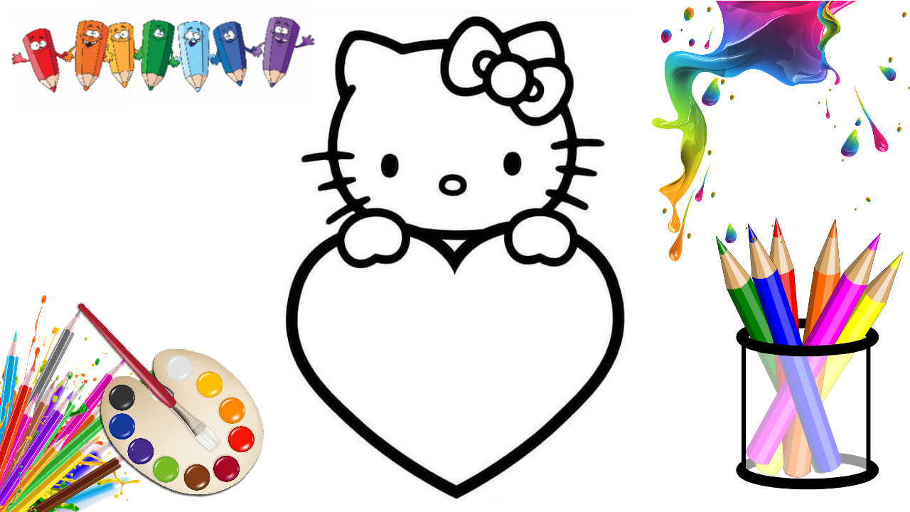 Как нарисовать Hello Kitti _Раскраски для малышей _Учим цвета