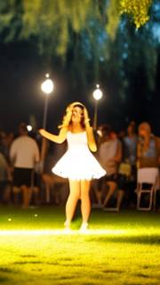 музыка и танцы летним вечером в парке