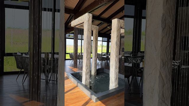 Водопад в интерьере #дизайнинтерьера #струнныйводопад #нитянойводопад #ремонт #интерьеркафе