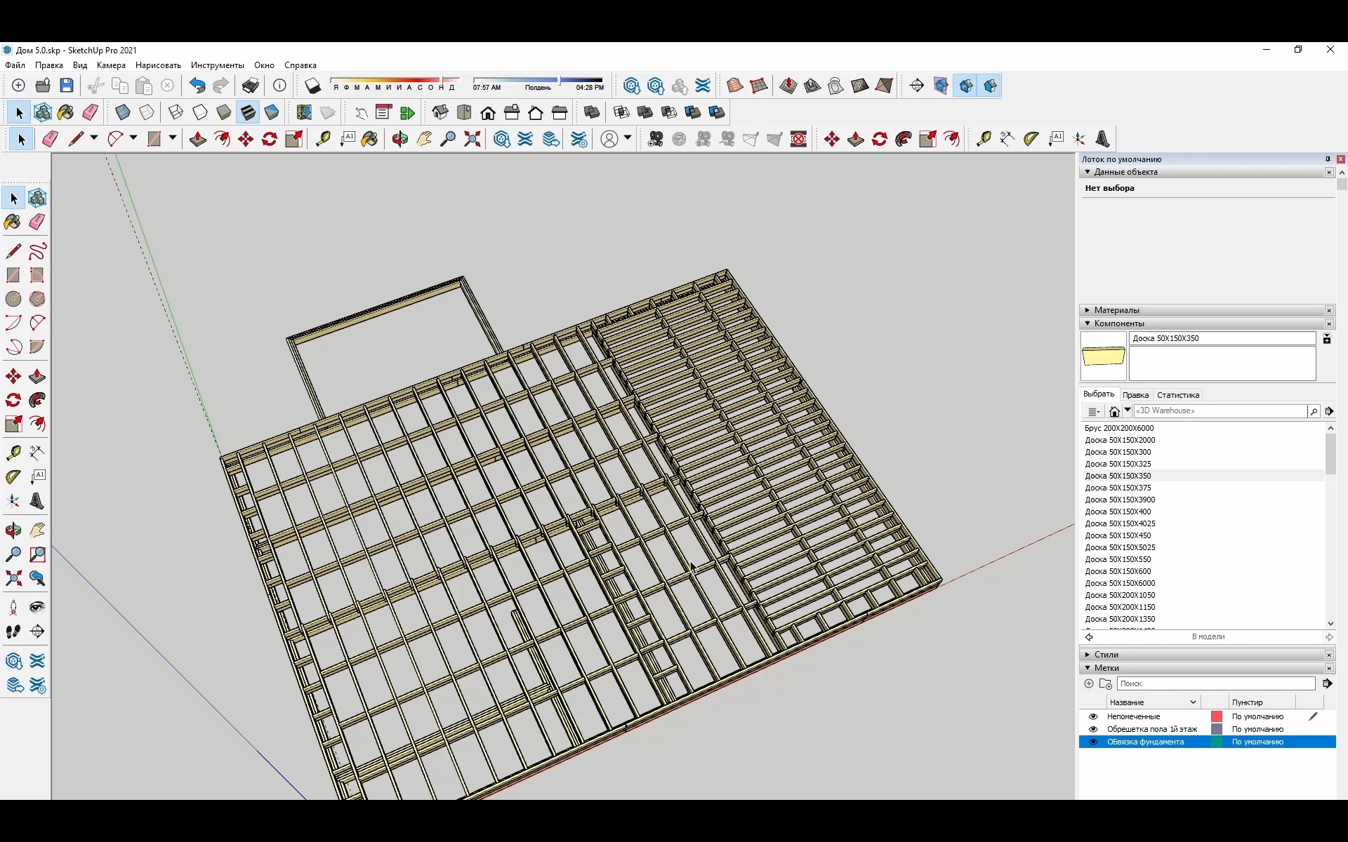 проект обрешетки пола в sketchup каркасный дом своими руками do-it-yourself frame house sketchup pro