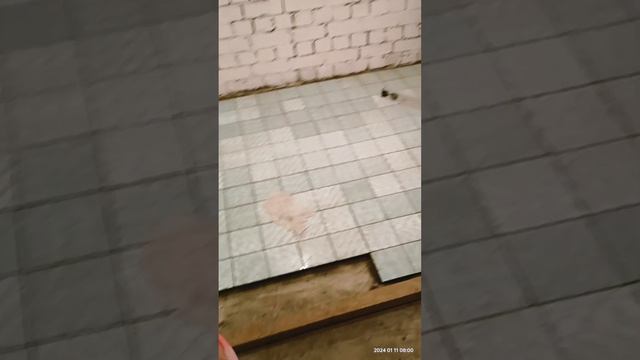 наш погреб, плитку на пол выкладываю