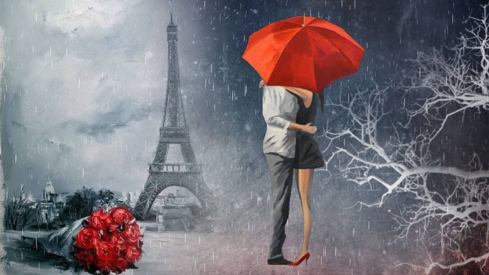 Двое под красным зонтом… Полные любви и романтики картины художника Ольги Дарчук…