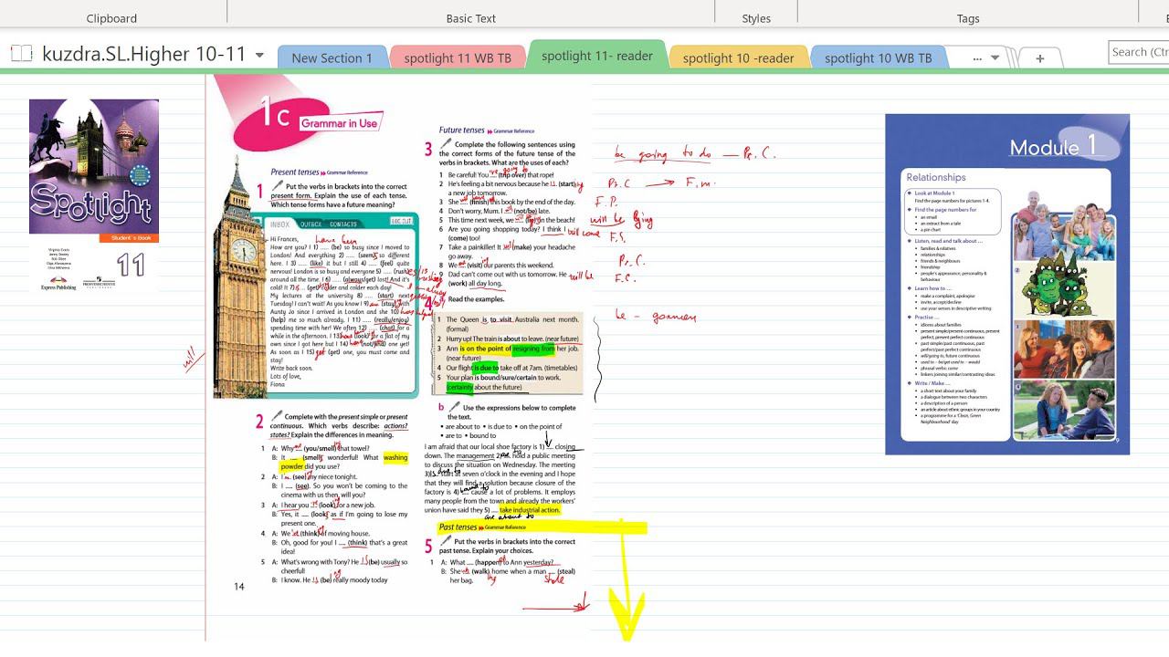 9. Spotlight 11. Unit 1c. Grammar in Use