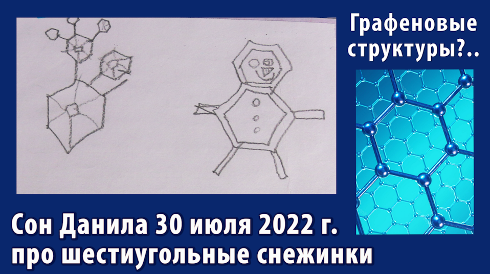 Сон Данила (8 лет) про шестиугольные снежинки и снеговика с головой-шестиугольником. Графен?