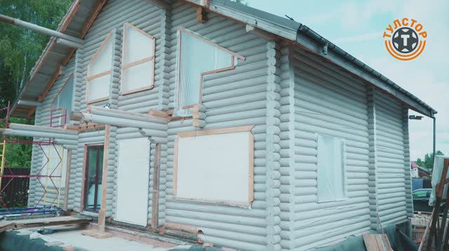 Подъем дома из оцилиндрованного бревна с применением крепежных технологий Евротек. Часть 1