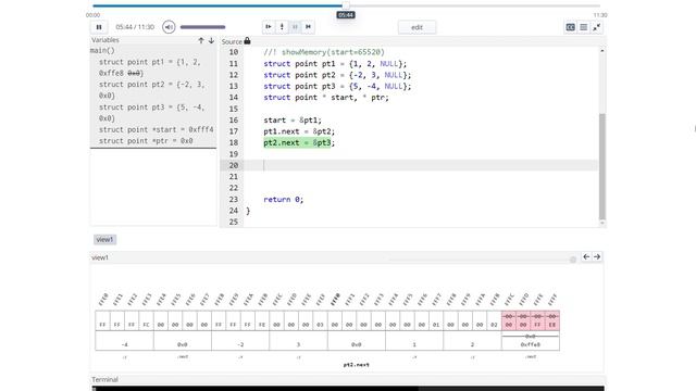 Link structures together in a linked list