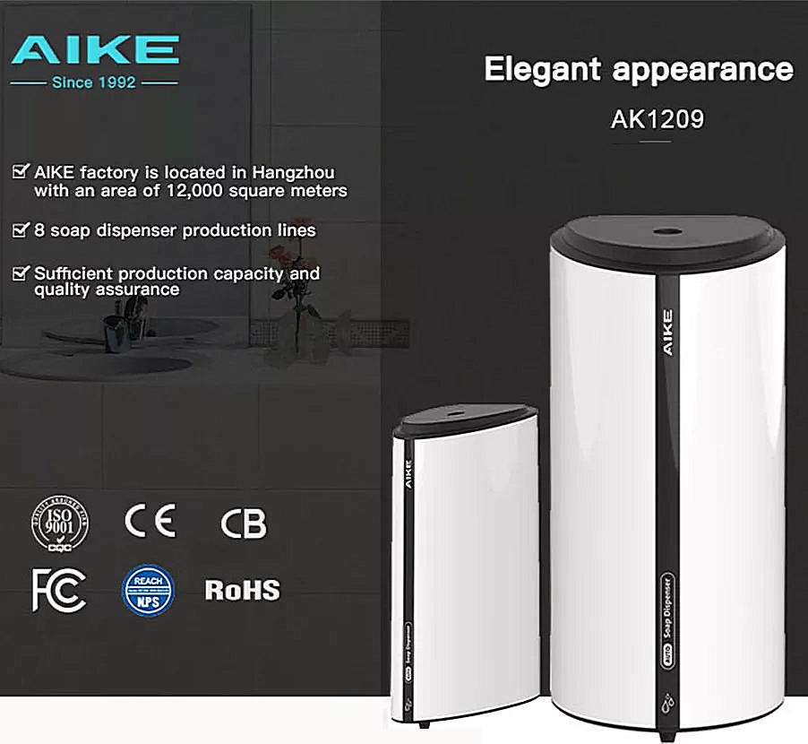 Модель AIKE AK1209-1 Автодозатор мыла (Пластик).mp4