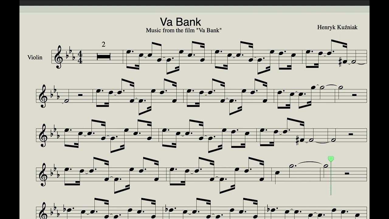 Va Bank (Ва-Банк) Sheet Music for Violin - instrument in tune - C (Backing track inc.)