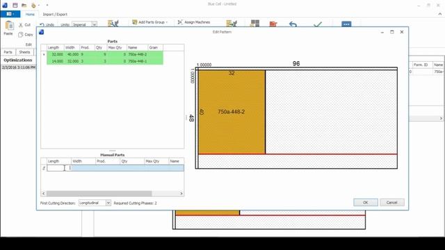 Модуль оптимизации раскроя 2020 Insight - функция редактирования карт раскроя