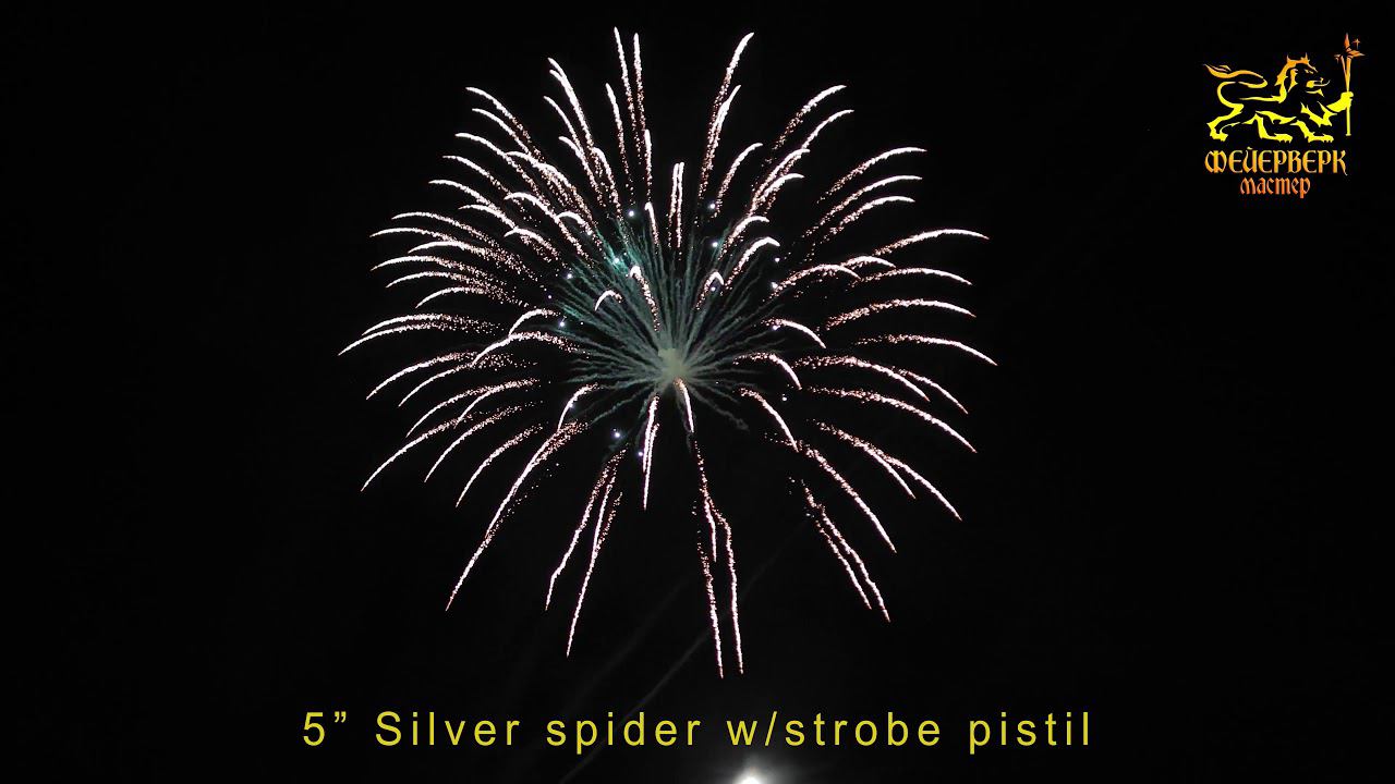 5" Silver spider w/strobe pistil