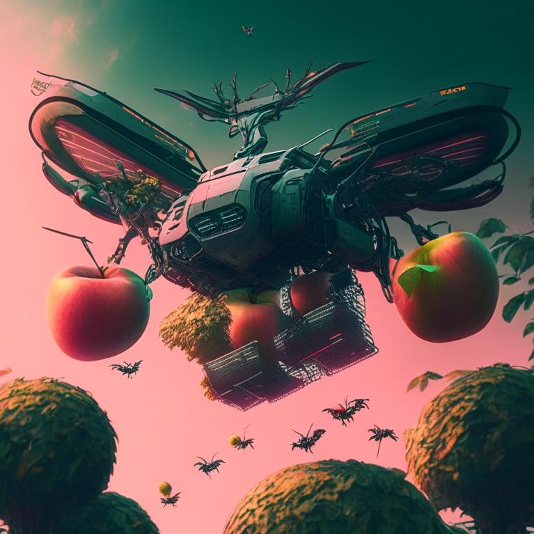 Дроны собирают яблоки