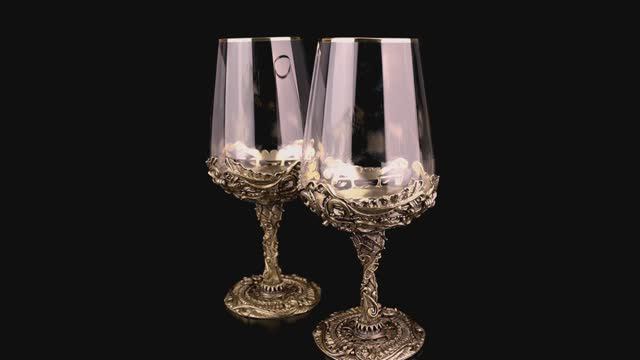 Бокалы для вина Роял 2 шт в подарочной коробке (Латунь, стекло)