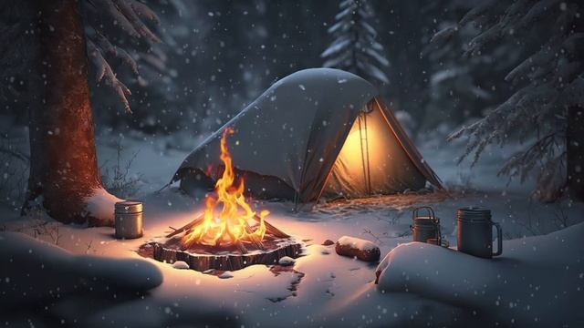 Окунитесь в уютную зимнюю страну чудес в своей палатке у потрескивающего костра