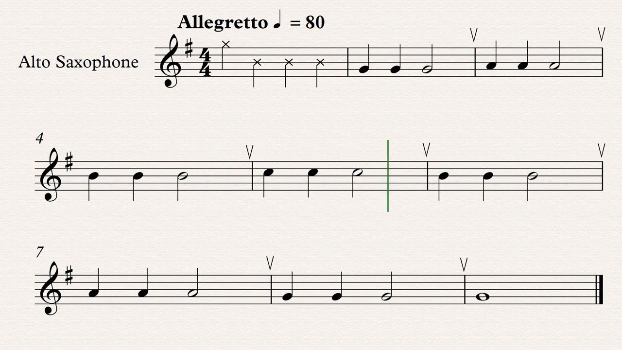 В.Симонова "Начинаем играть" ноты и видео-минусовка для саксофона-альта, темп 80