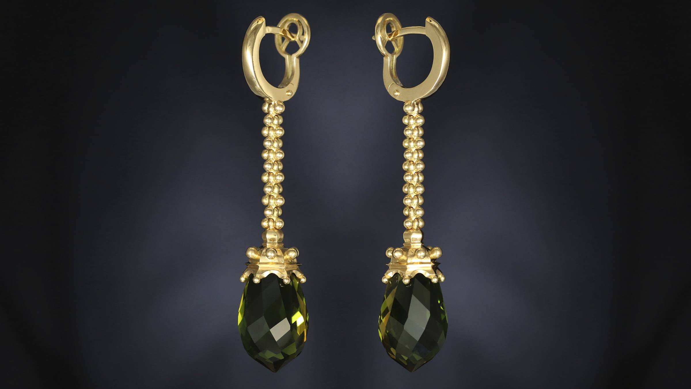 Золотые серьги с кварцем