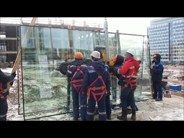 Монтаж стеклопакета большим размером