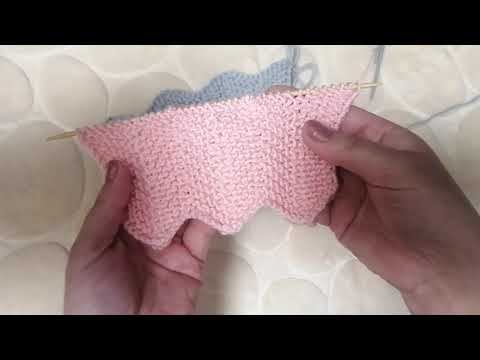 Узор спицами зиг-зак на основе платочной вязки. Один ряд. Двухсторонний.