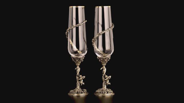 Бокалы для шампанского Ангел 2 шт (Латунь, стекло)