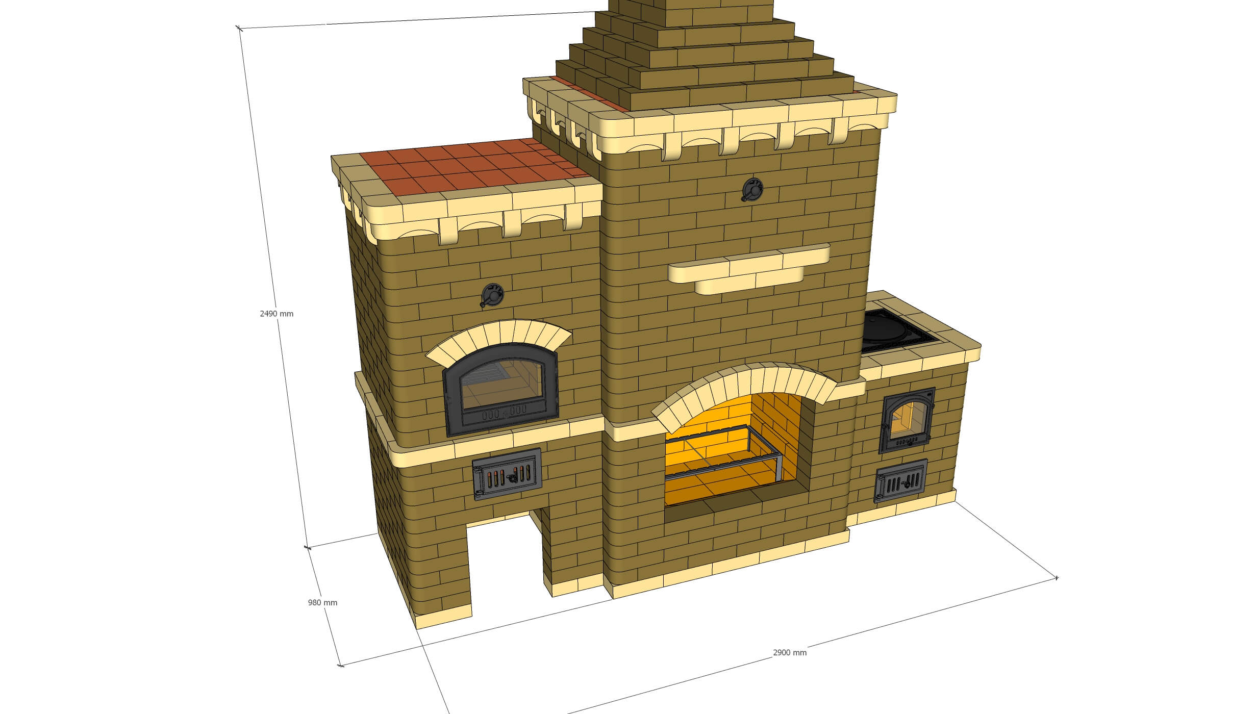 Камин барбекю для беседки с русской печью