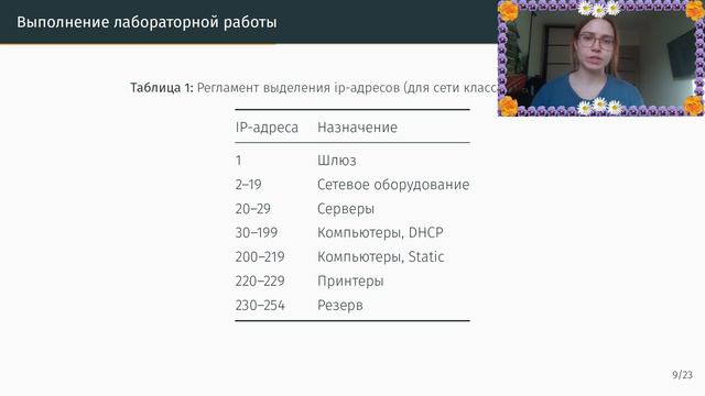 Защита презентации по лабораторной работе № 8. Настройка сетевых сервисов. DHCP