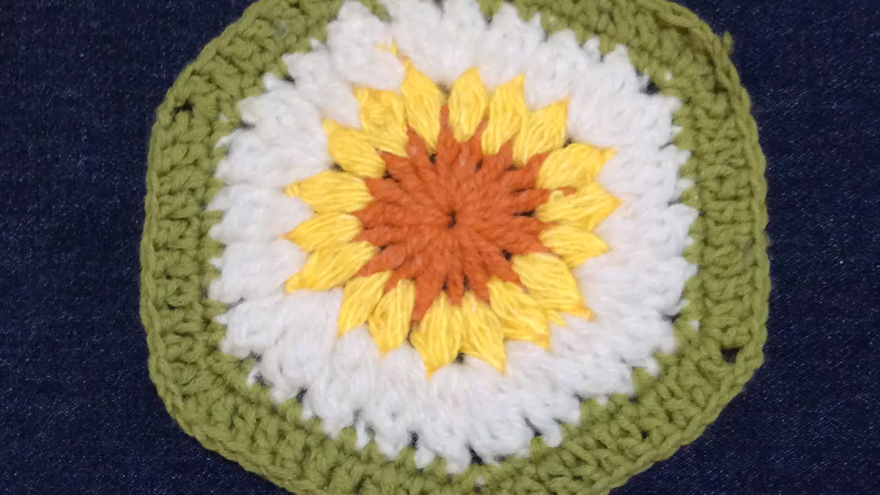 Урок вязания.Шестиугольный мотив подсолнух крючком Вариант использования домашние полусапожки