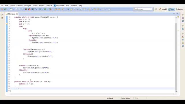 Java для начинающих - 018 - Java для начинающих- Вложенные try-catch-finally блоки, Урок 54!