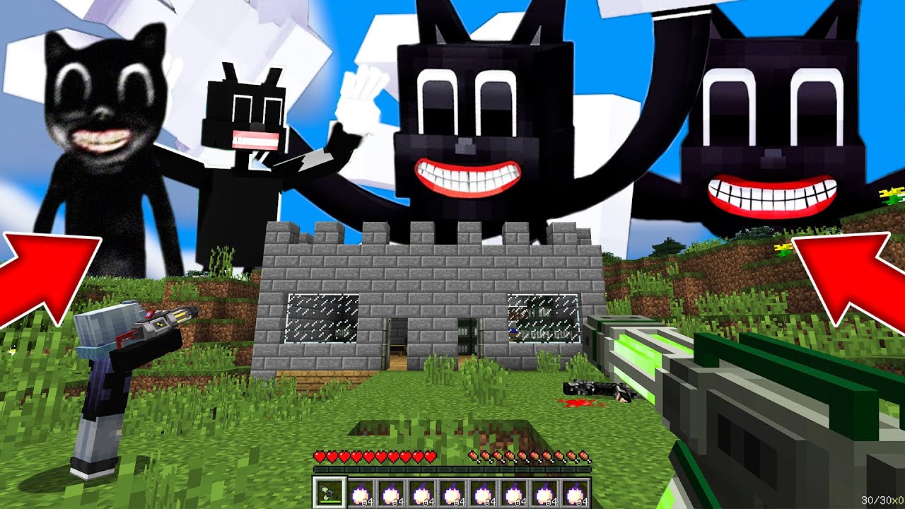 Девушка НУБ И ПРО защищают свой дом от МУЛЬТЯШНОГО КОТА в МАЙНКРАФТЕ! Битва CARTOON CAT MINECRAFT