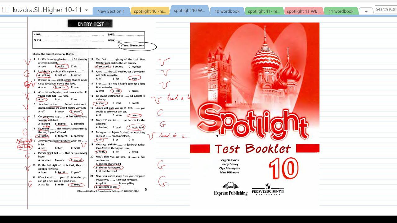 0. Spotlight 10. Entry test. Testbooklet